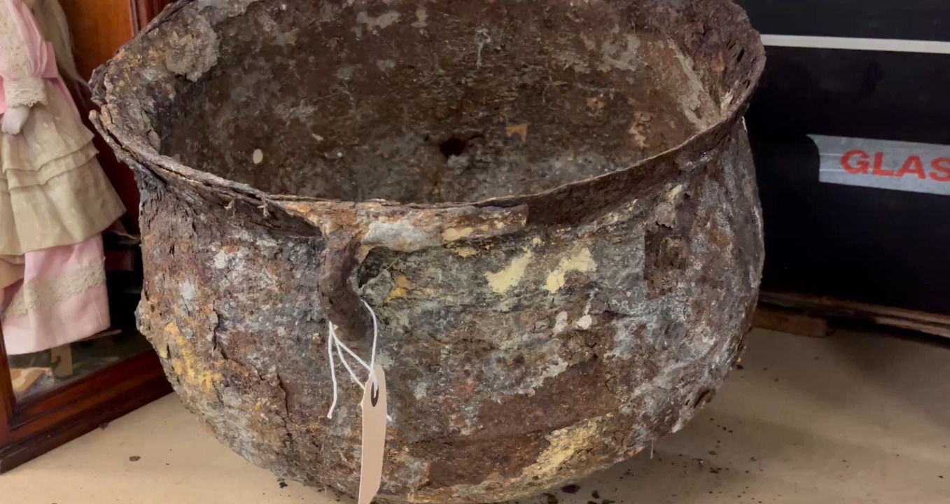 Creepy iron cauldron discovered in Leeds cellar
